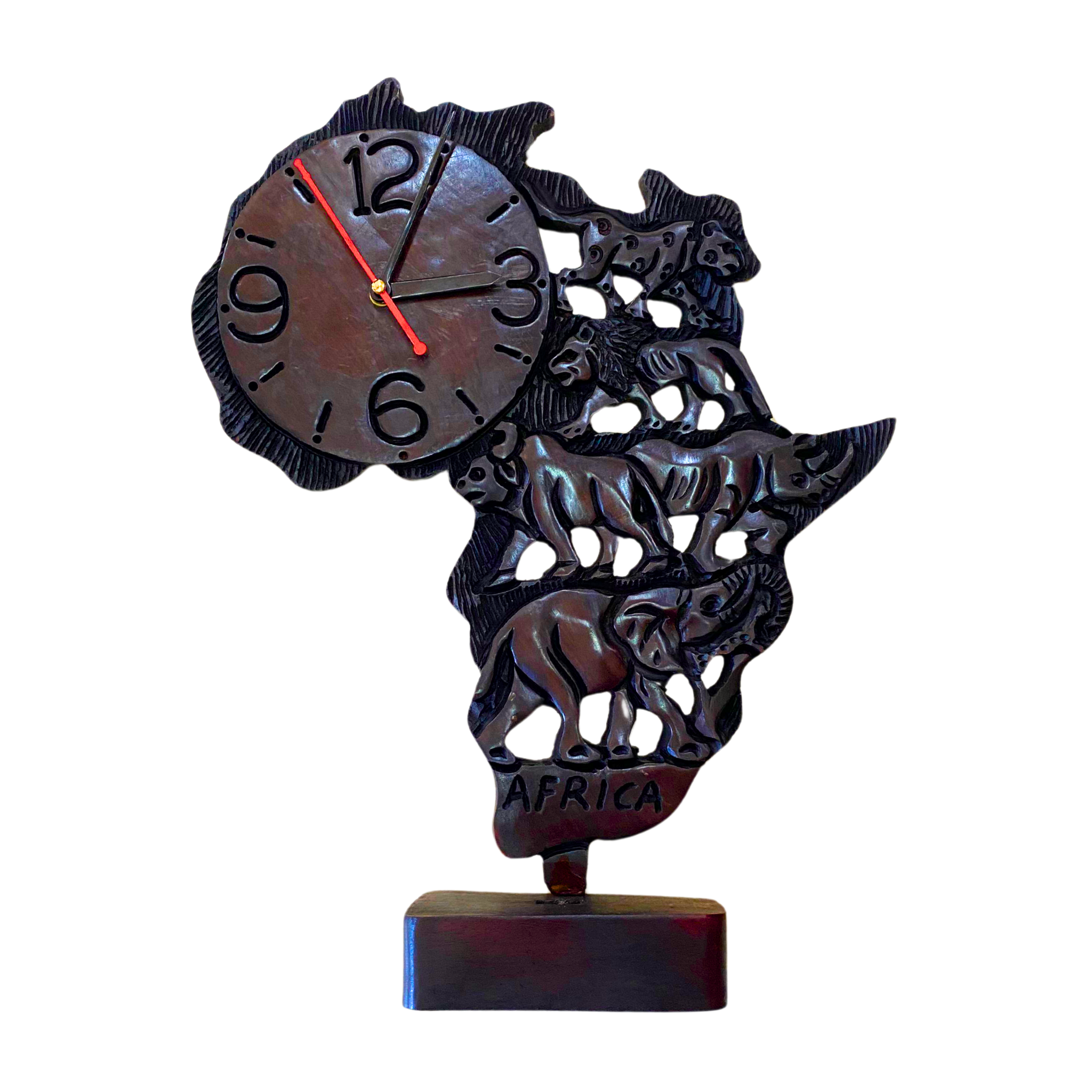 Standing Big 5 Africa Map Clock
