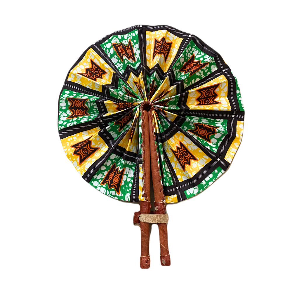 Fold Up African Leather Fan (Fan 10)