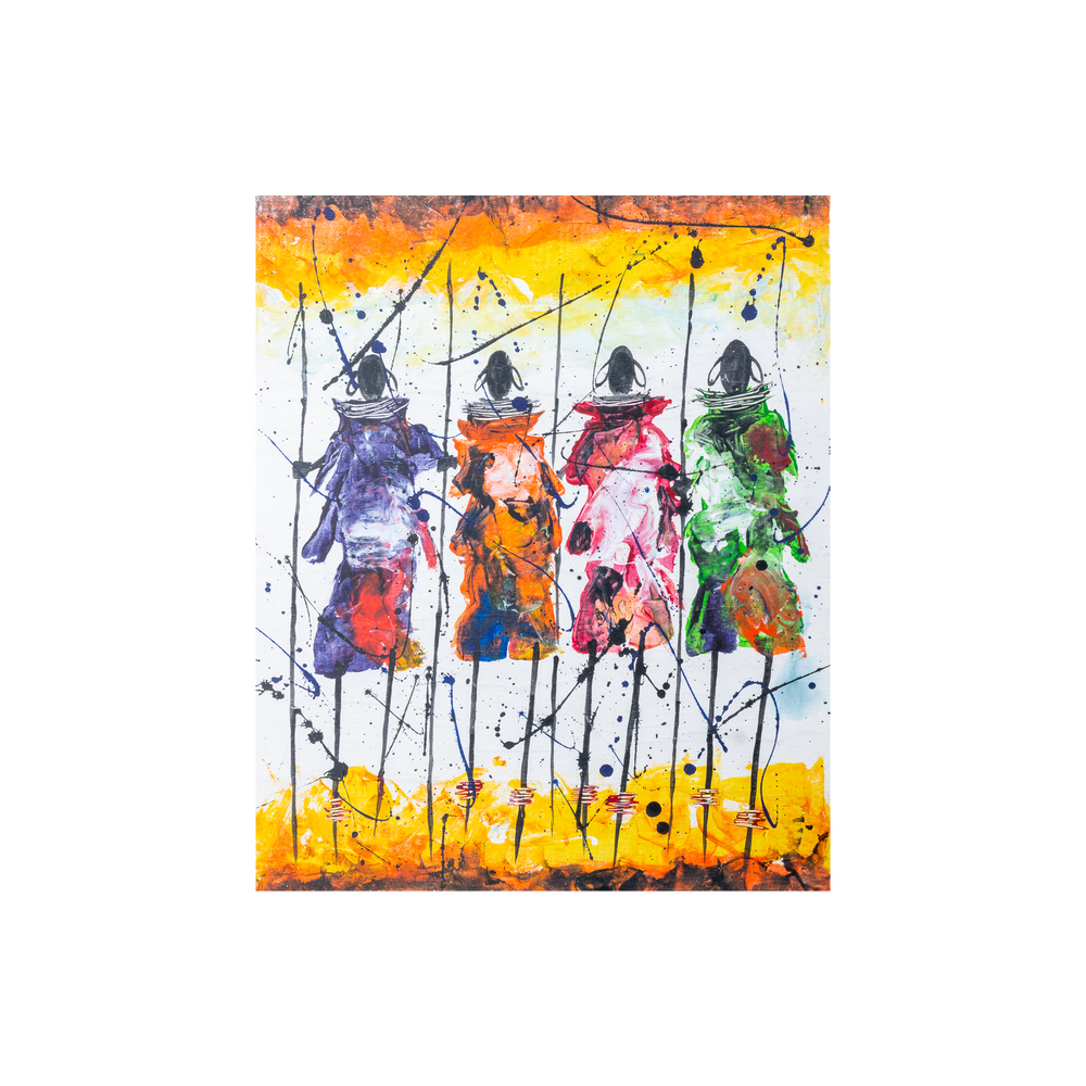 Medium Tribal Unity in Colour Canvas Painting - By Banda