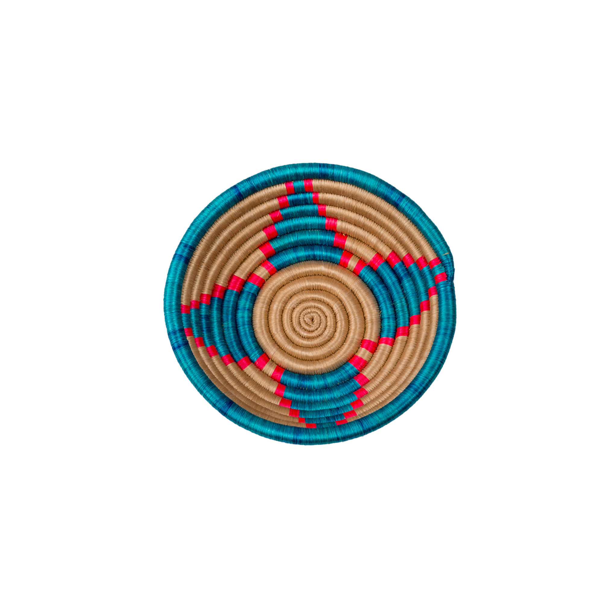 Small Handwoven Rwandan Basket - Colour Patterns (19cm)